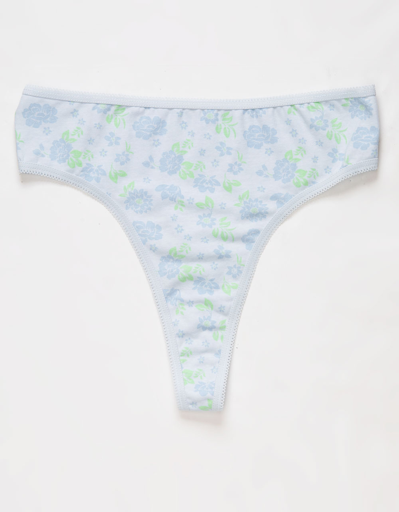FULL TILT Picot Trim High Leg Thong - BLUE COMBO - M | Tillys