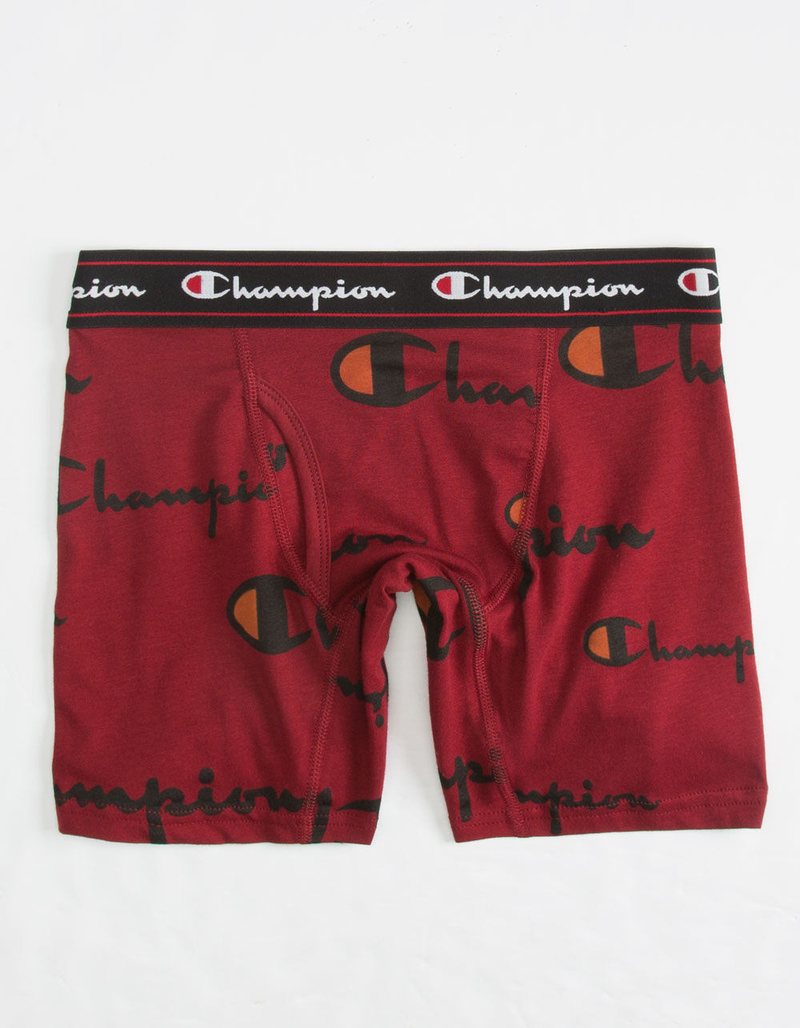 CHAMPION Script Printed Mens Boxer Briefs - BURGANDY - M | Tillys