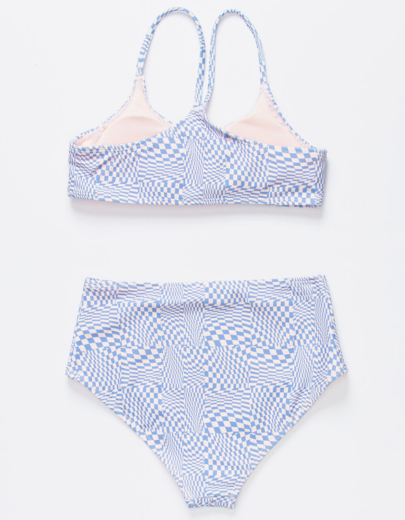 Full Tilt Checker Bralette Girls Bikini Set Blue Combo Tillys
