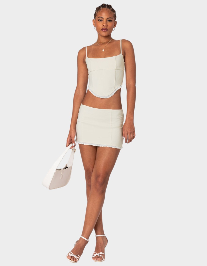 EDIKTED Thora Woven Mini Skirt - BEIGE | Tillys