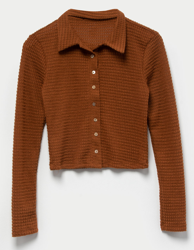 RSQ Womens Textured Button Front Shirt - CAMEL | Tillys