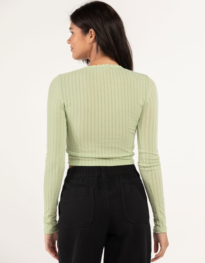 RSQ Button Front Cinch Pointelle Womens Top - SAGE - XXL | Tillys