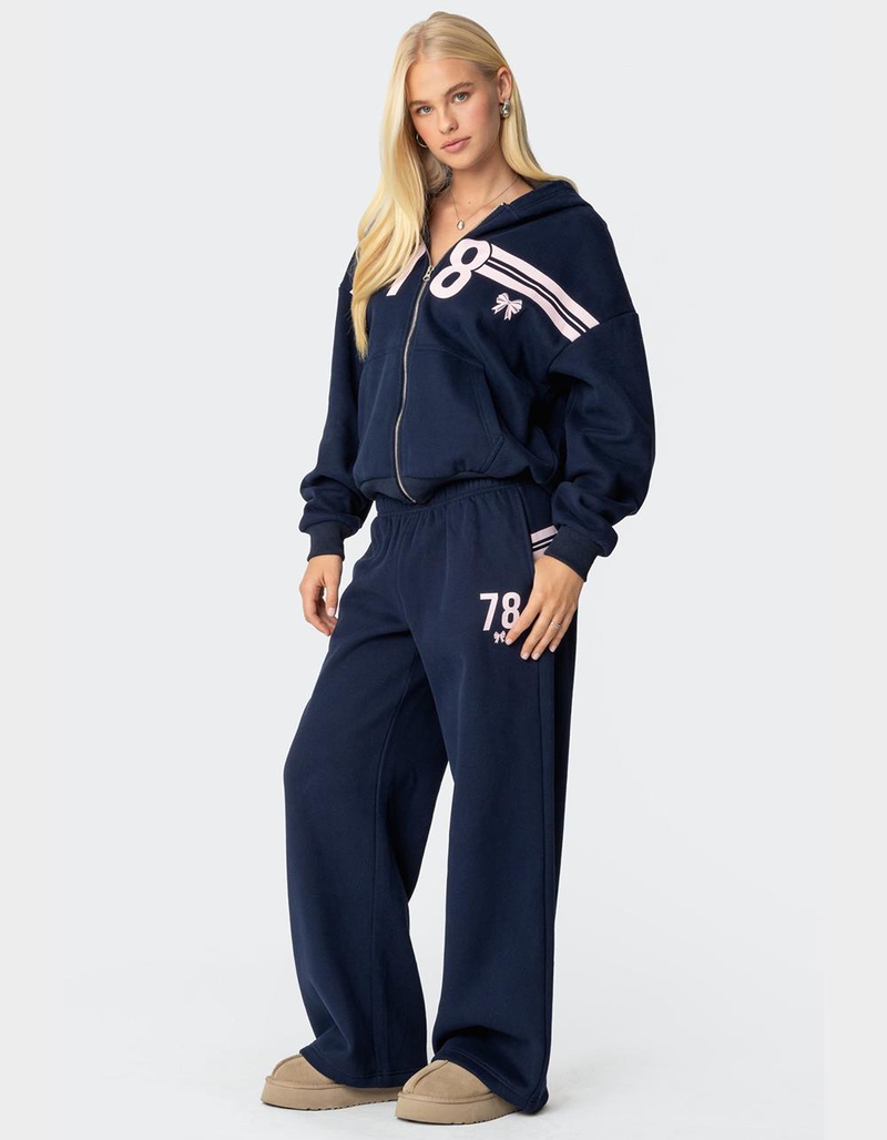 EDIKTED 78 Bow Zip Up Hoodie - NAVY - XL | Tillys