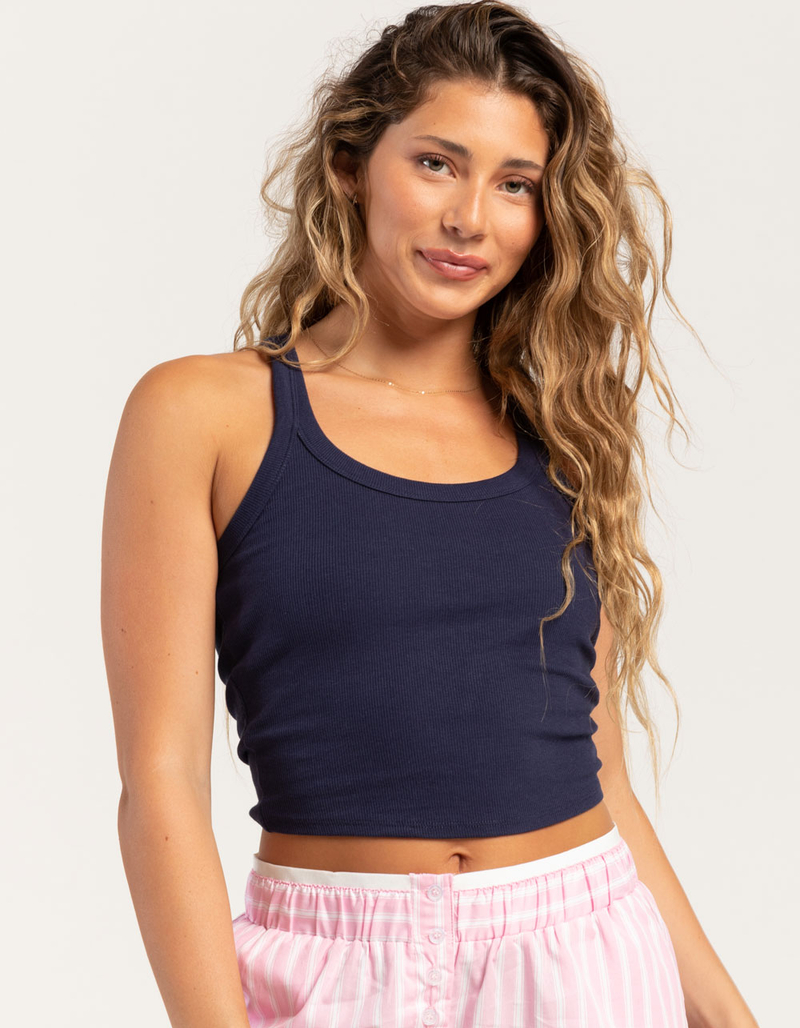 TILLYS Basic Rib Womens Tank Top - NAVY | Tillys