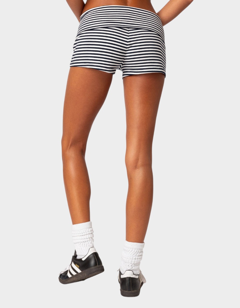 EDIKTED Striped Fold Over Shorts - NAVY | Tillys