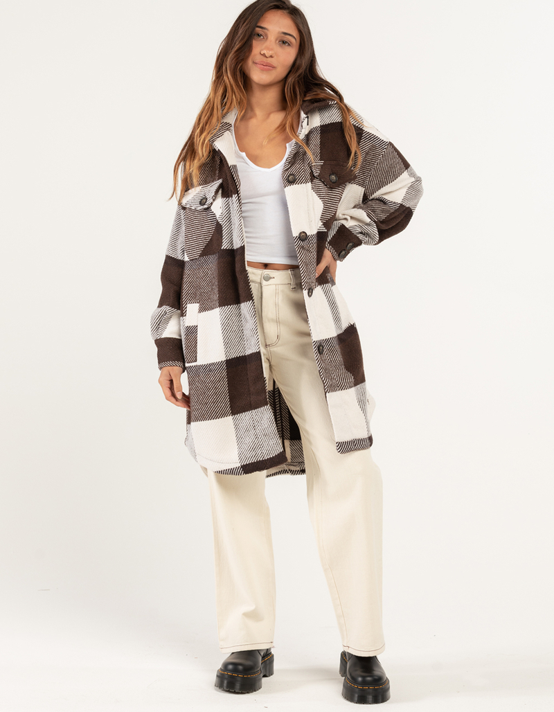 ASHLEY Womens Long Wool Shacket - BROWN/WHITE | Tillys