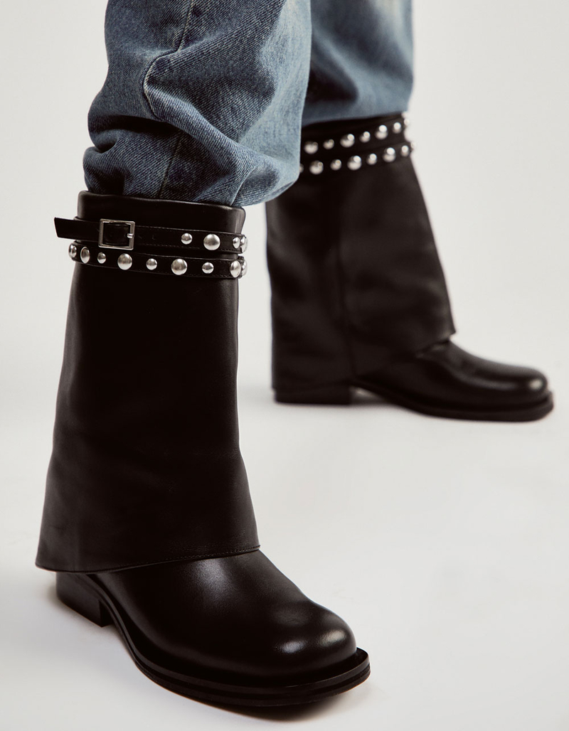 FREE PEOPLE Scorpio Womens Studded Foldover Boots - BLACK | Tillys