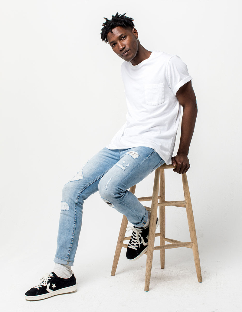 RSQ Seattle Light Blast Mens Skinny Taper Ripped Jeans - LIGHT BLAST ...