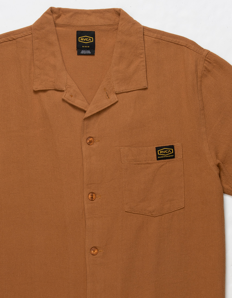 RVCA Recession Collection Day Shift Mens Button Up Shirt - CAMEL - M ...