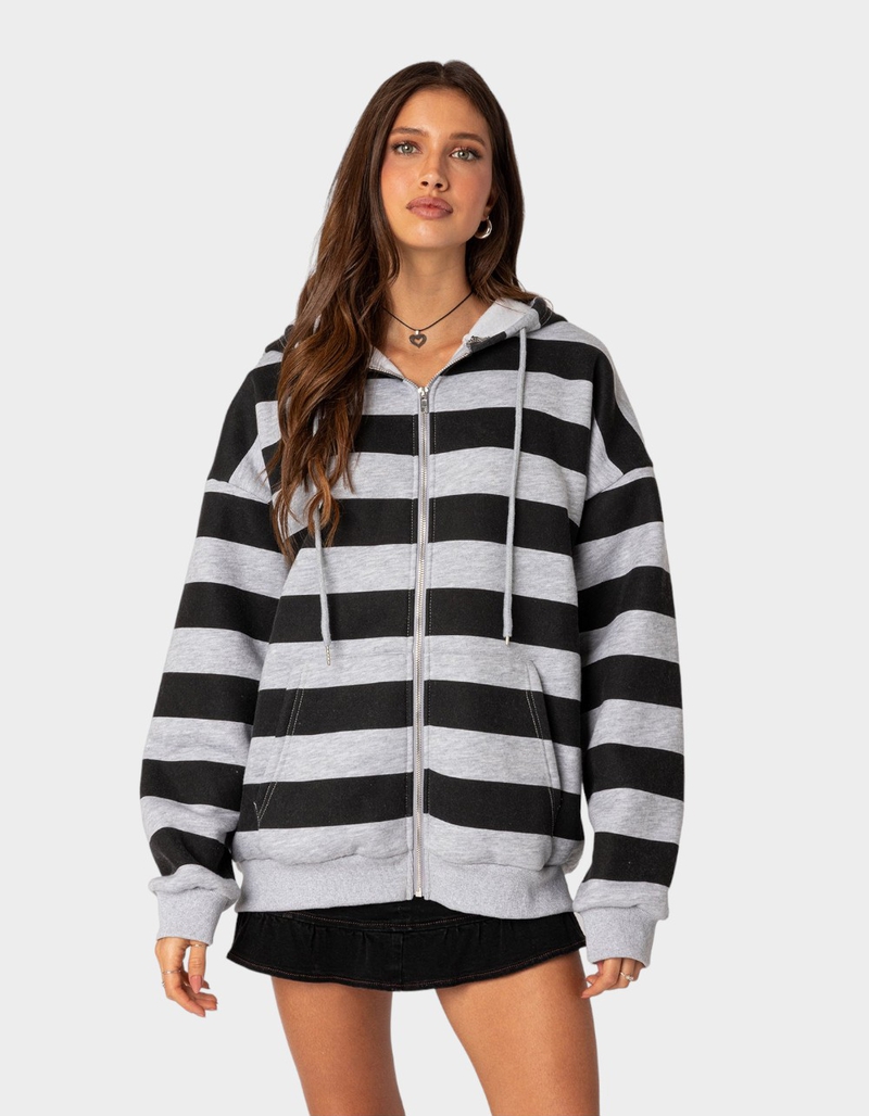 EDIKTED Maritza Oversized Zip-Up Hoodie - GRAY | Tillys