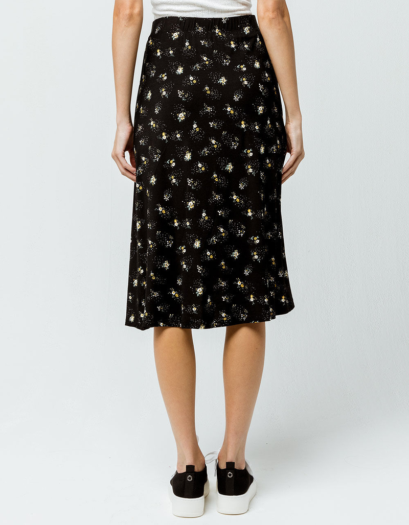 Sky And Sparrow Floral Button Front Midi Skirt Black Combo Tillys