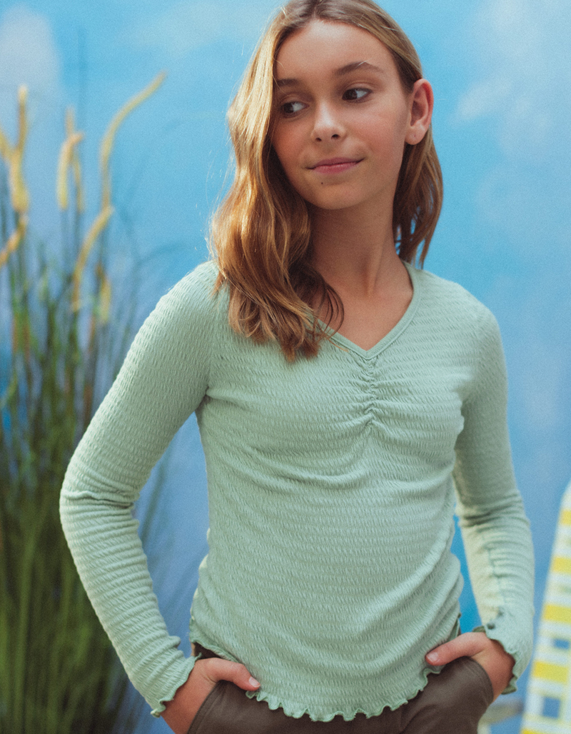 RSQ Girls Solid Smocked Cinch Top - SAGE | Tillys
