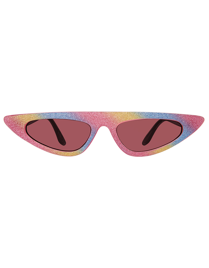STEVE MADDEN Lizo Pink Glitter Womens Sunglasses - RAINBOW - ONE SIZE ...