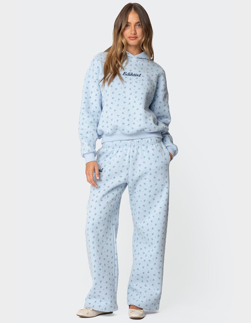 EDIKTED Flower Power Sweatpants - LIGHT BLUE - XL | Tillys