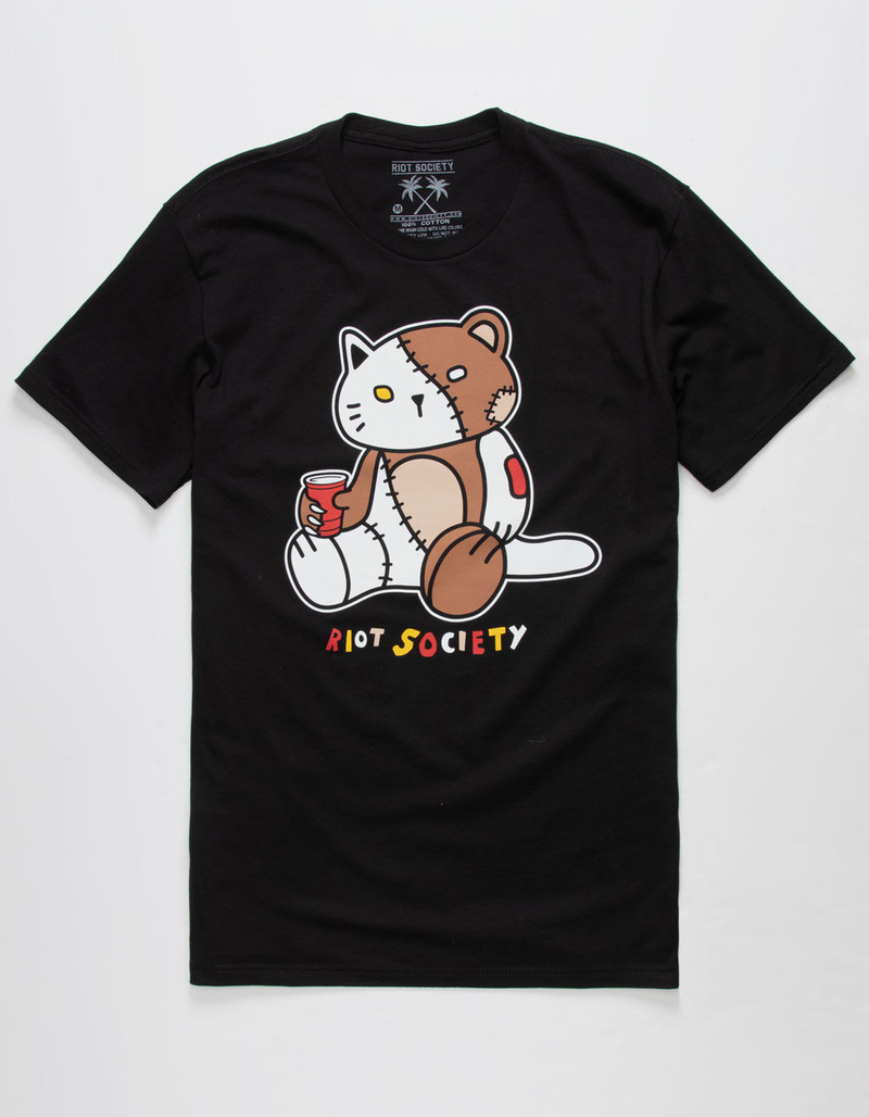 RIOT SOCIETY Kitty Bear Teddy Mens T-Shirt - BLACK - XL | Tillys