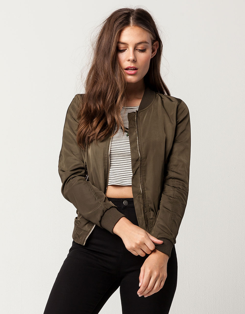 IVY & MAIN Matte Satin Womens Bomber Jacket - DKOLI - S | Tillys