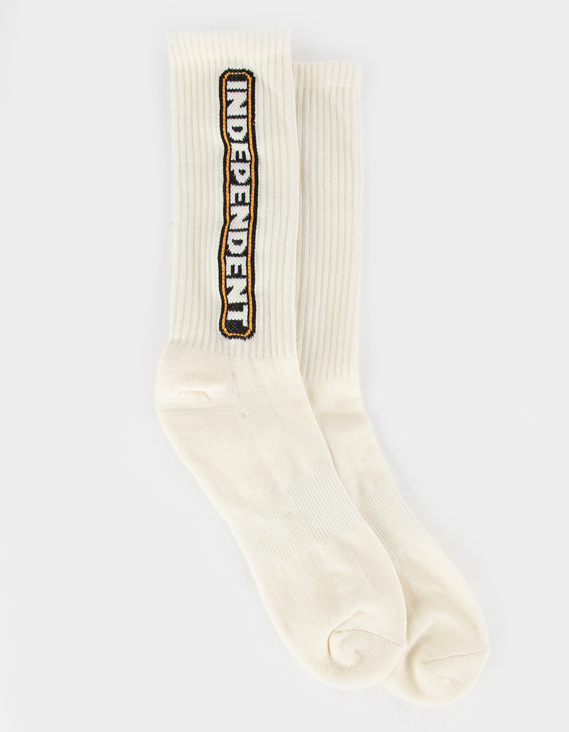 INDEPENDENT Bar Logo Mens Crew Socks - WHITE - ONE SIZE | Tillys