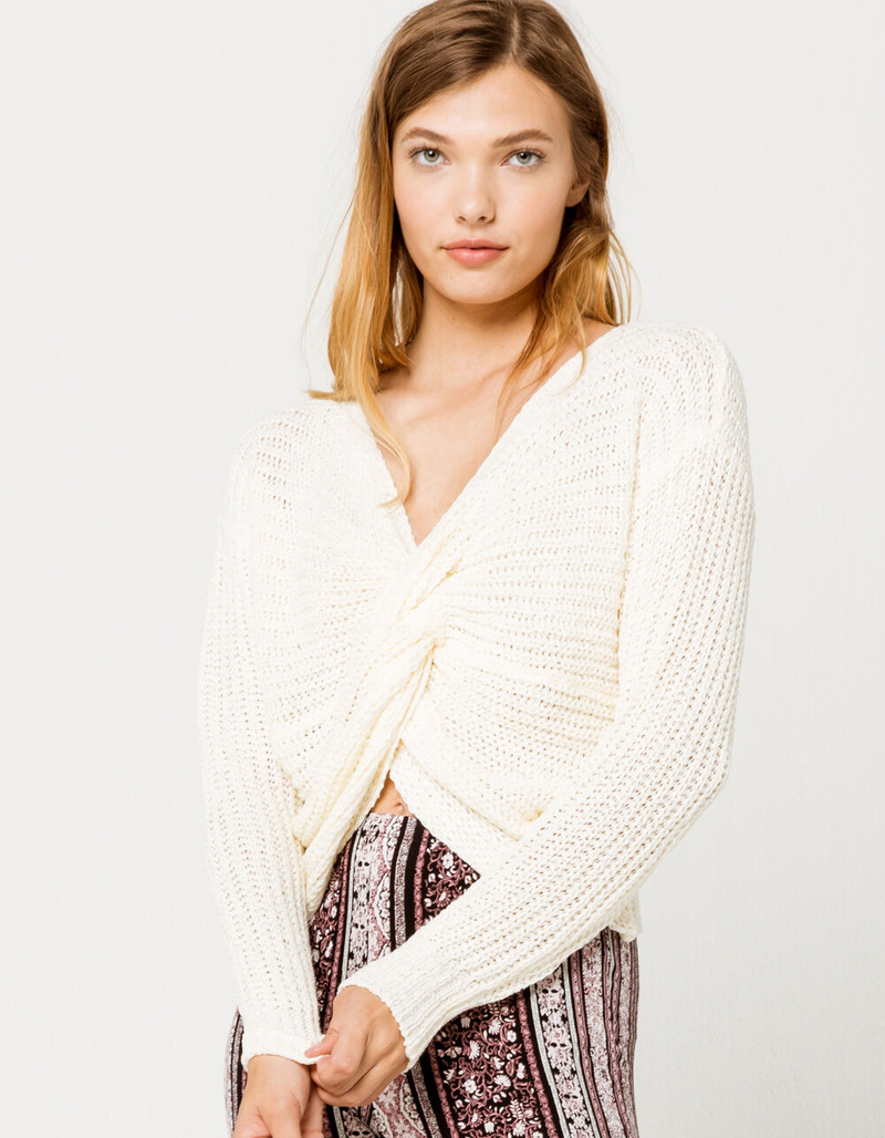 IVY & MAIN Twist Front Cream Womens Pullover Sweater - CREAM - M | Tillys
