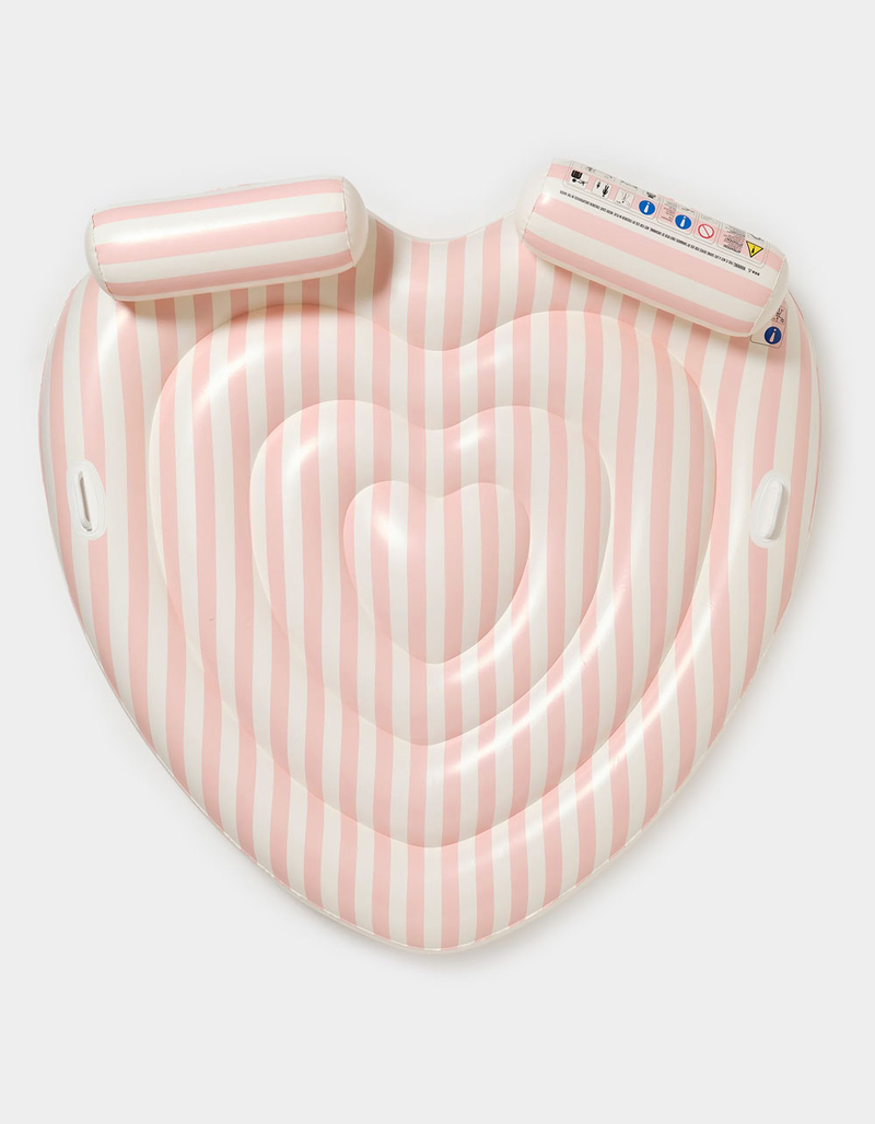 SUNNYLIFE Stole My Heart Twin Lie-On Float - PNK/WHT - ONE SIZE | Tillys