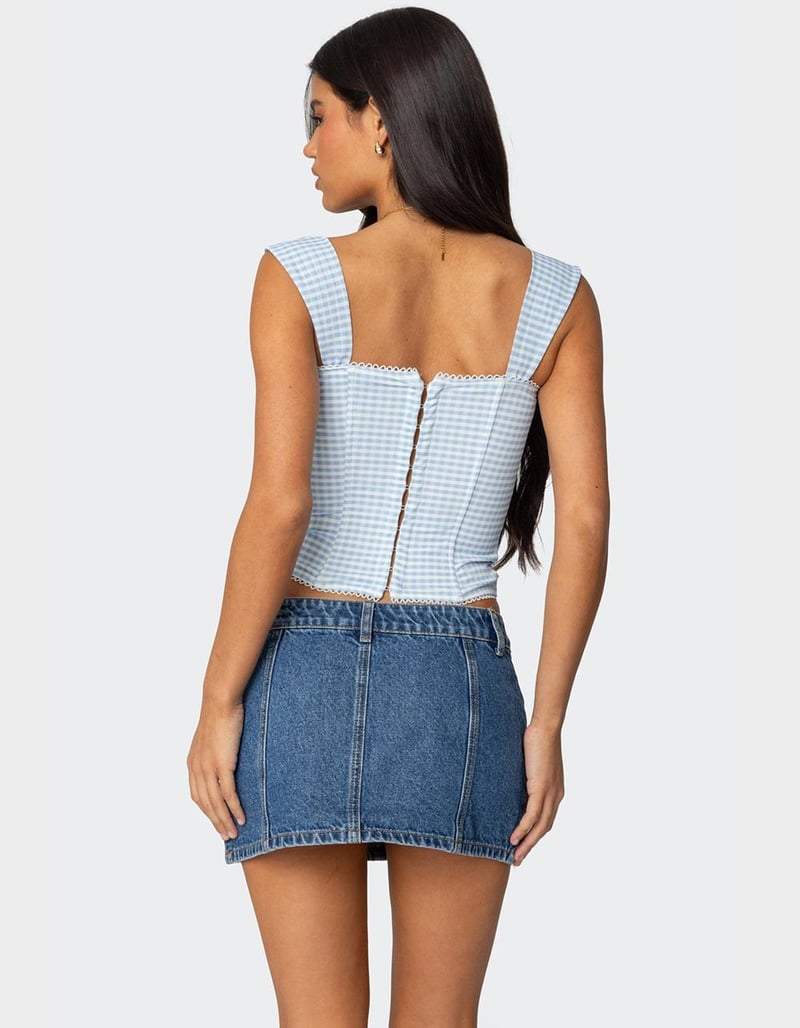 EDIKTED Marcella Wide Strap Mesh Corset - LIGHT BLUE - XL | Tillys