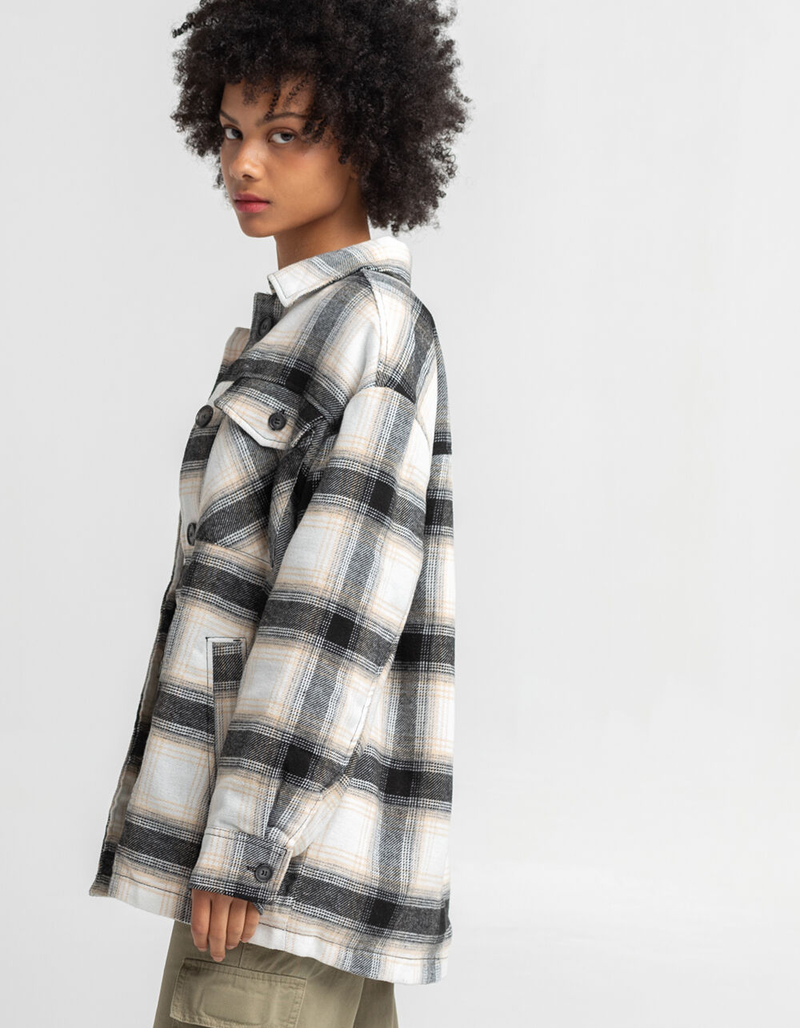 LOVE TREE Womens Plaid Shacket - BLACK COMBO | Tillys