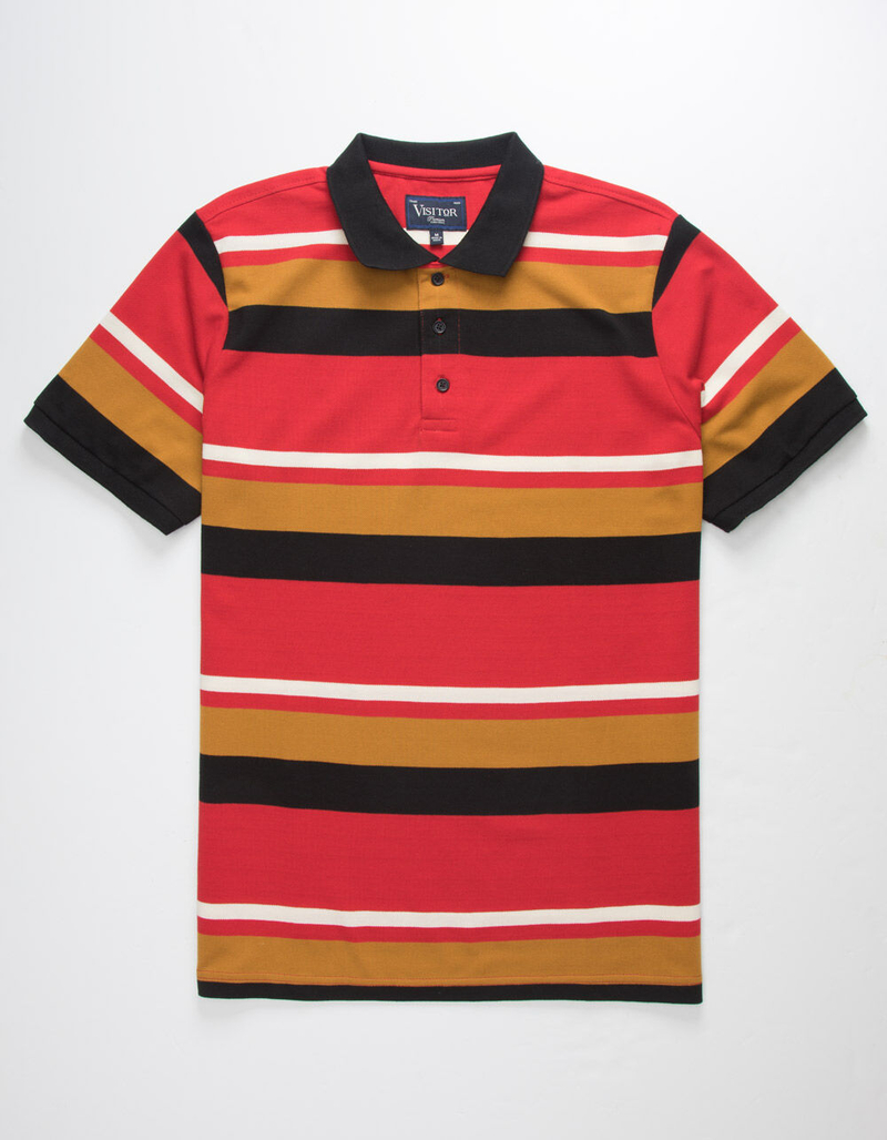 VSTR Stripe Red Mens Polo Shirt - RED - XXL | Tillys