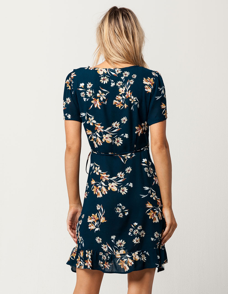 IVY & MAIN Floral Ruffle Wrap Dress - NAVCO - XS | Tillys