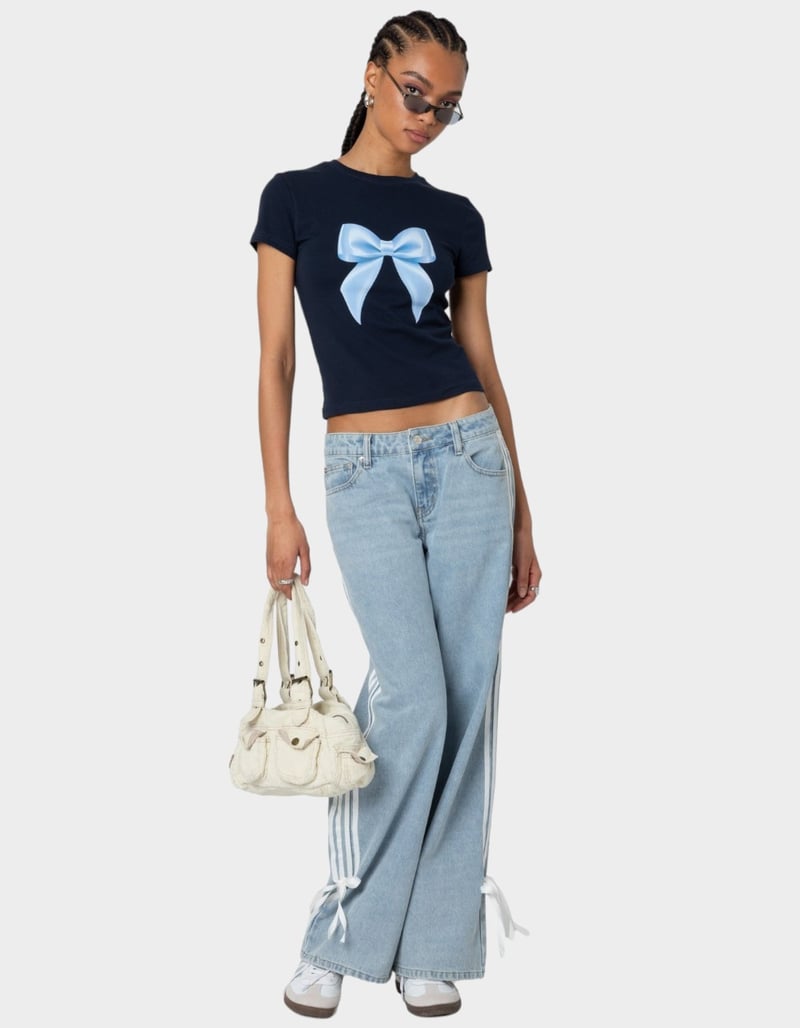 EDIKTED Washed Low Rise Ribbon Jeans - LIGHT BLUE | Tillys