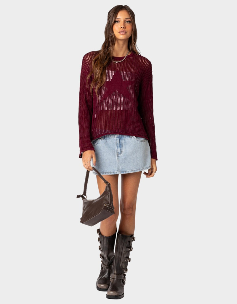EDIKTED Seeing Stars Oversized Sweater - DK RED | Tillys