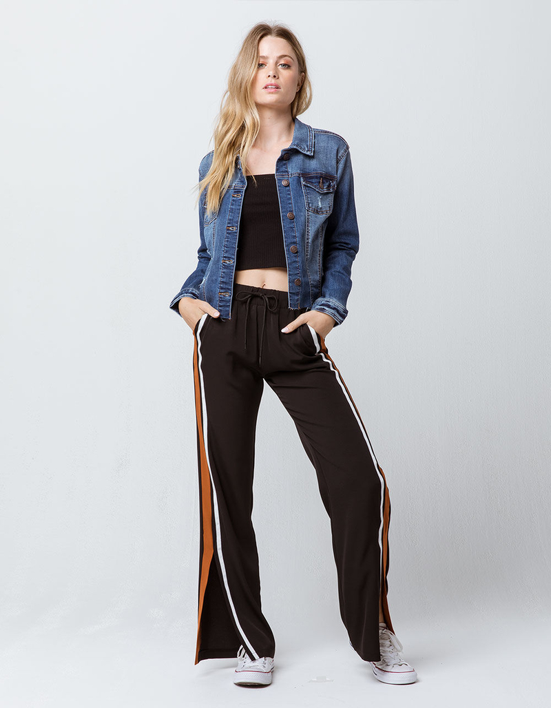 Sky And Sparrow Side Stripe Wide Leg Pants Black Combo Tillys