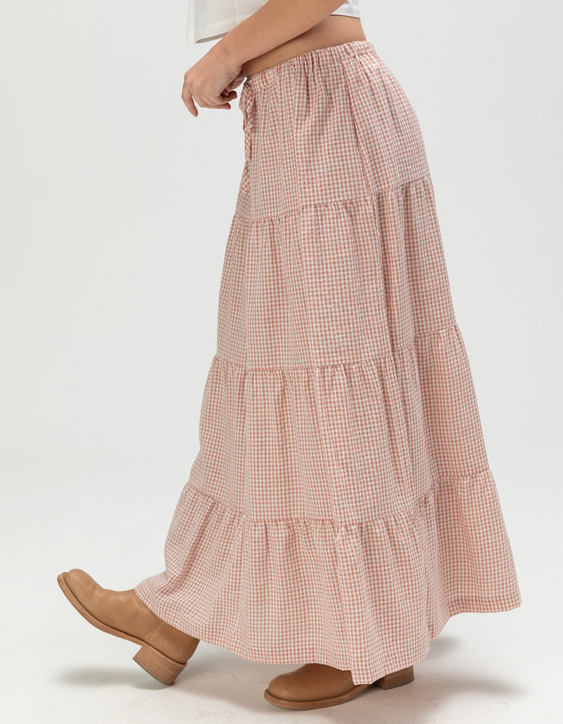 RHYTHM Lola Check Womens Tiered Maxi Skirt - DUSTY PINK - S | Tillys