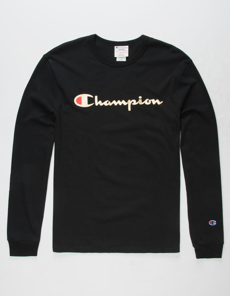 CHAMPION Script Foil Black Mens T-Shirt - BLACK - S | Tillys