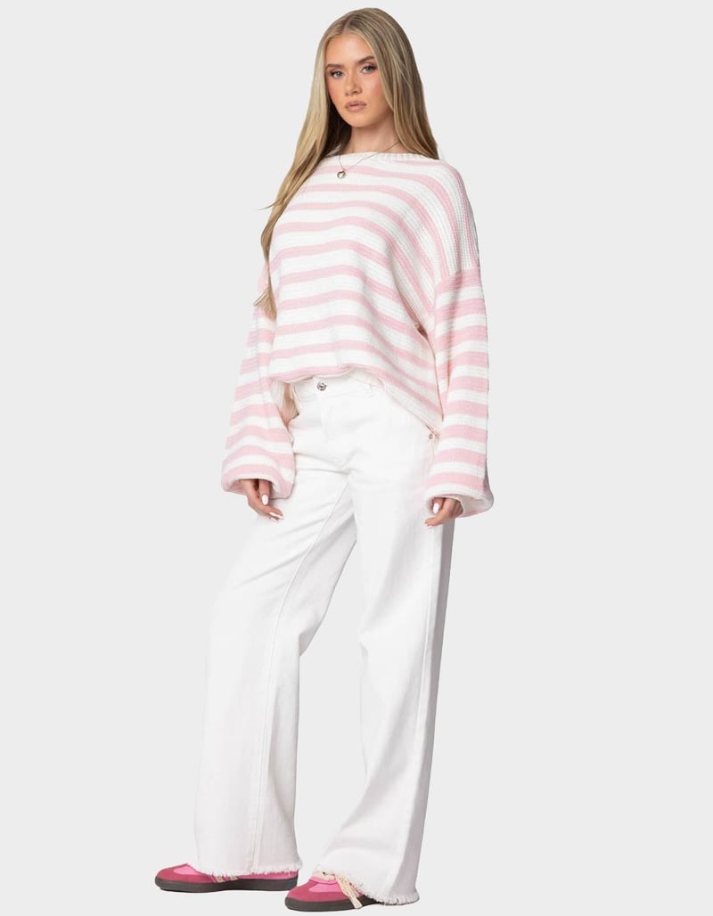 EDIKTED Aerin Oversized Striped Sweater - LIGHT PINK | Tillys