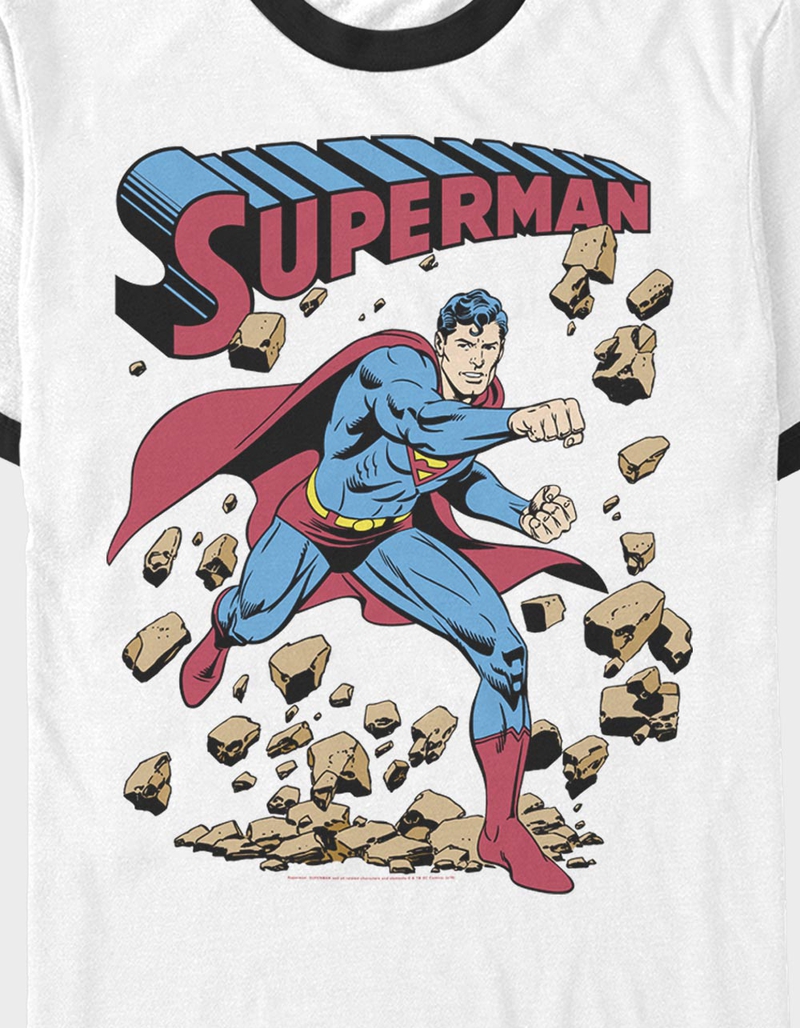SUPERMAN Break Out Unisex Ringer Tee - WHT/BLK | Tillys