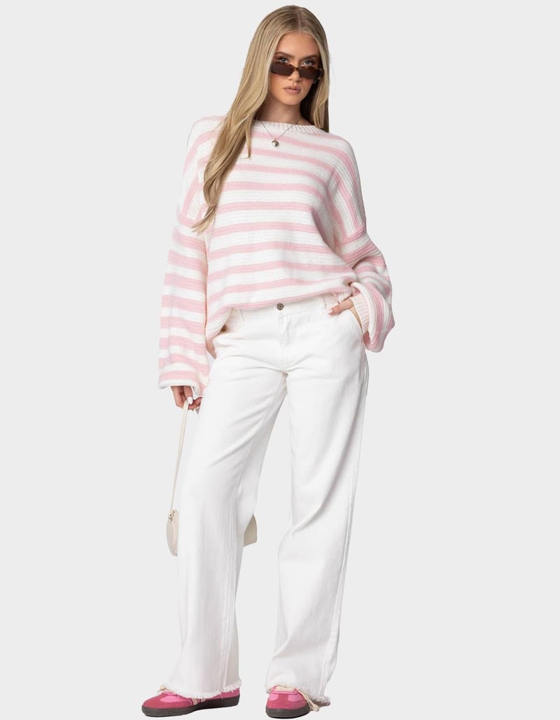 EDIKTED Aerin Oversized Striped Sweater - LIGHT PINK | Tillys