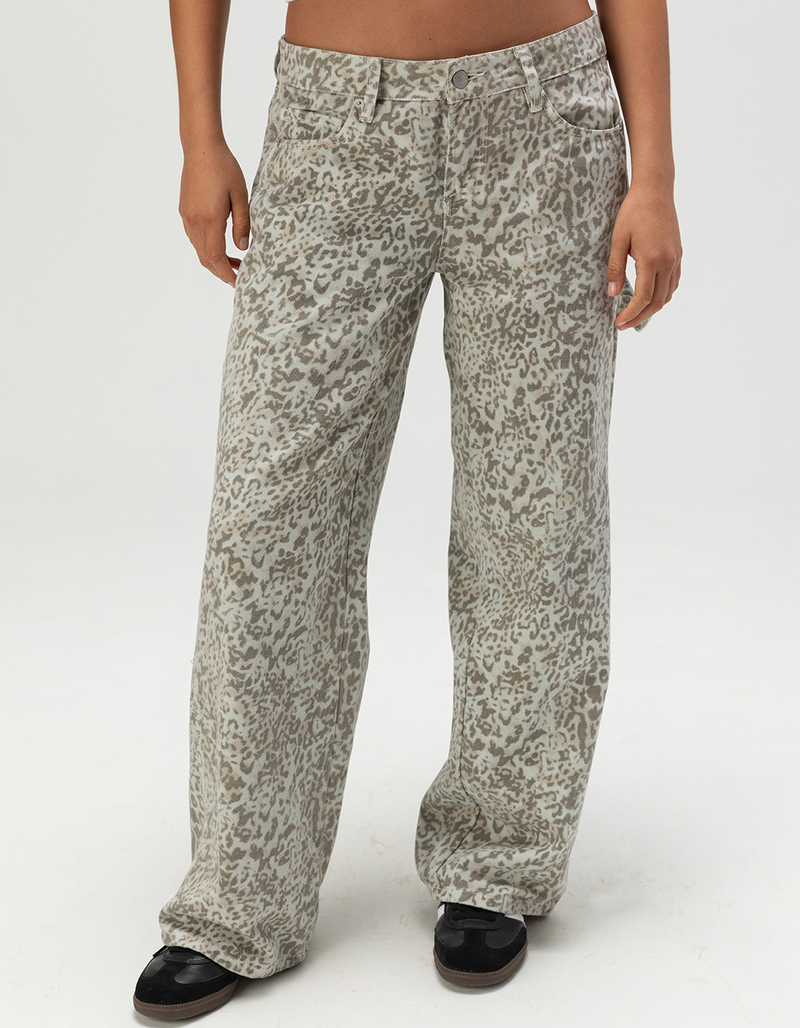 RSQ Womens Low Rise Baggy Snow Leopard Carpenter Jeans - SNOW LEOPARD ...