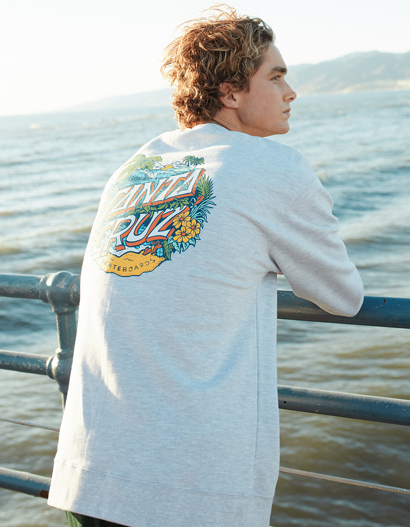 SANTA CRUZ Aloha Dot Mens Crewneck Sweatshirt - HEATHER GRAY | Tillys