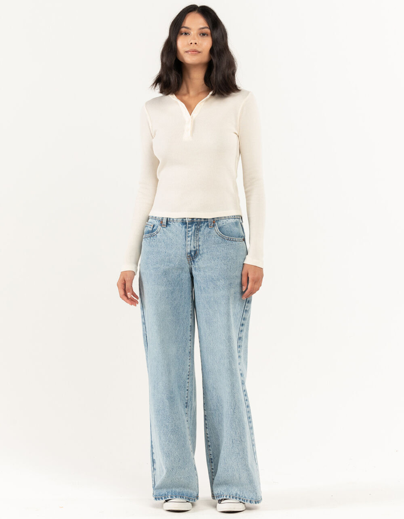 RSQ Womens Thermal Henley - CREAM | Tillys