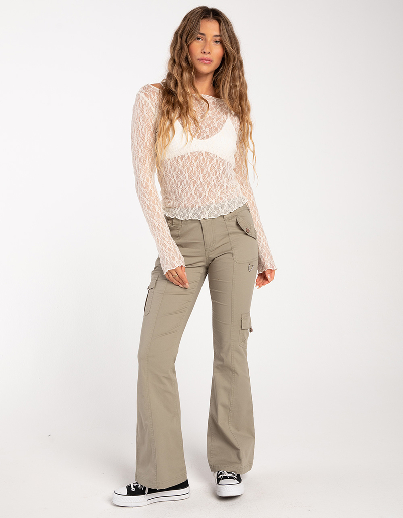 RSQ Womens Low Rise Poplin Cargo Flare Pants - SAGE | Tillys