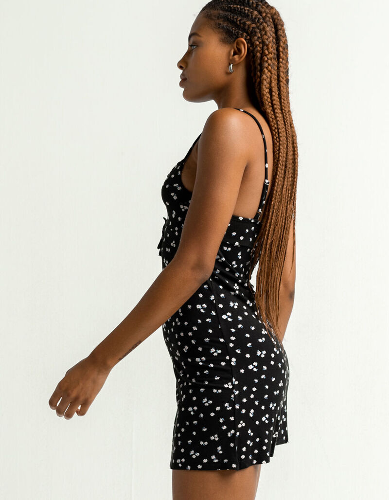 Sky And Sparrow Ditsy Cinch Front Black Slip Dress Blkco 404211149