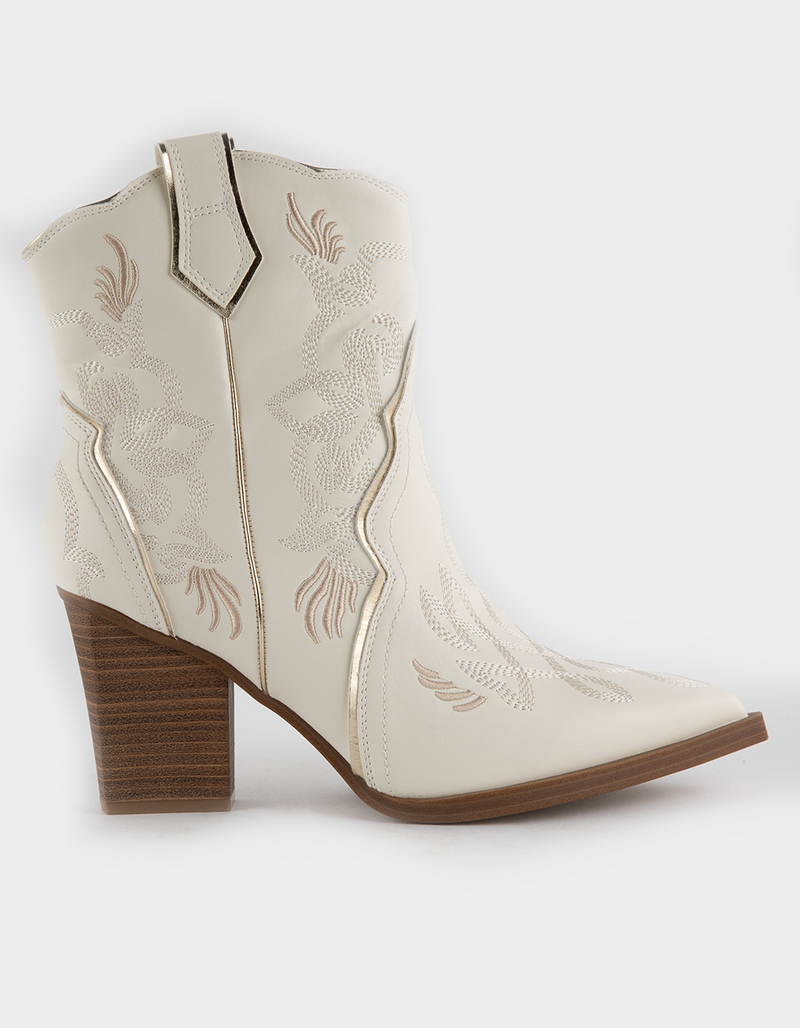 MIA Wendi Womens Western Short Boots - WHITE/GOLD | Tillys