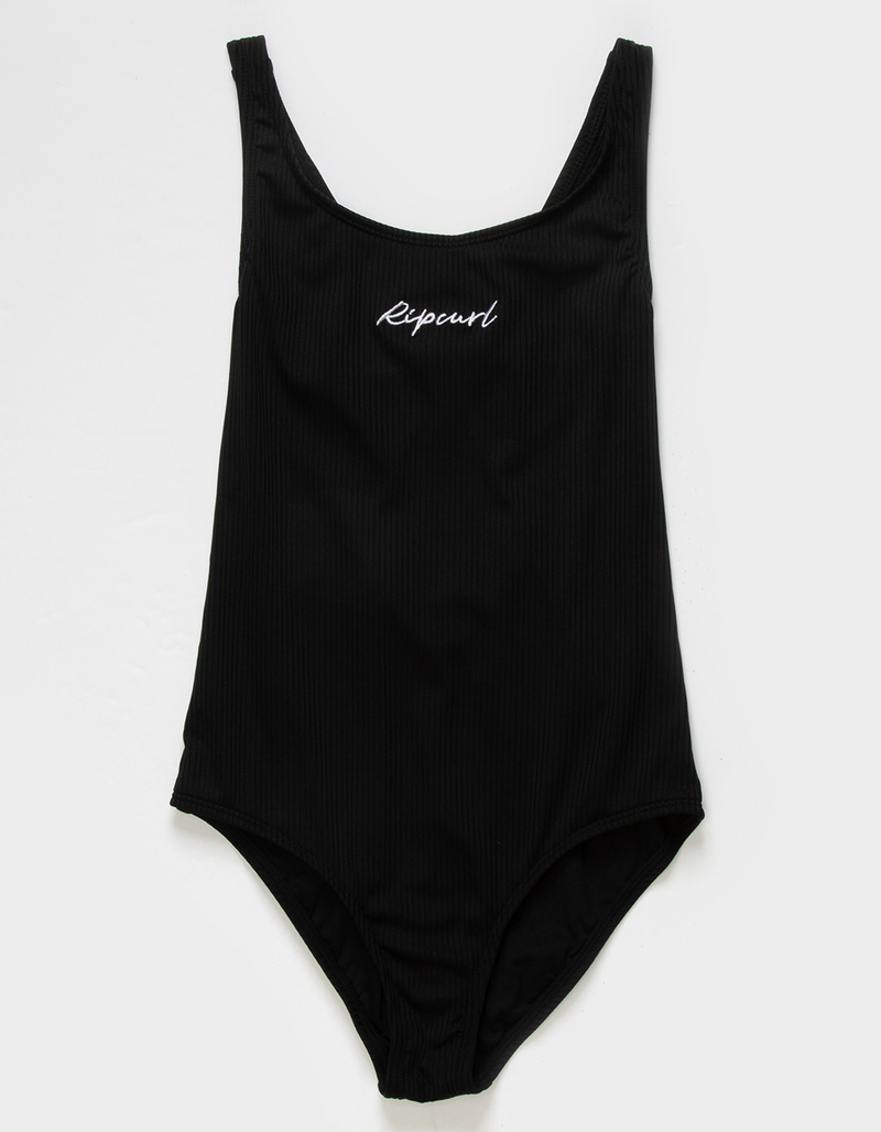RIP CURL Lux Rib Girls One Piece Swimsuit - BLACK - 12 | Tillys