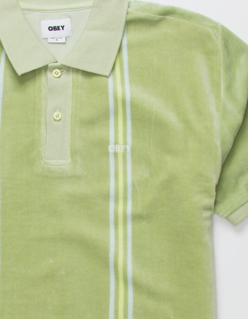 OBEY Stefano Velour Mens Polo Shirt - LT GREEN | Tillys