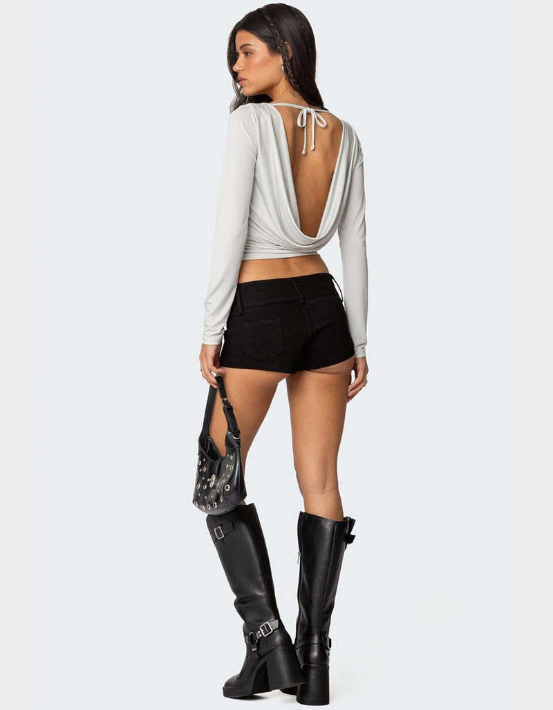 EDIKTED Kristy Open Cowl Back Top - GRAY - L | Tillys