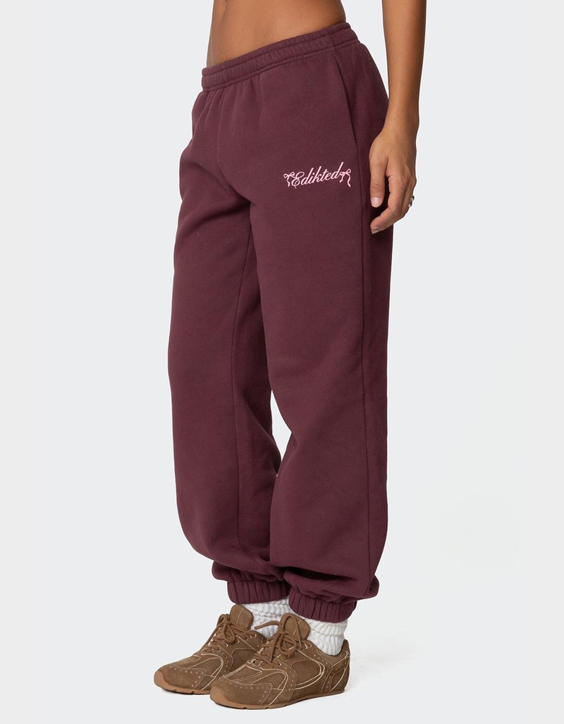 EDIKTED Sasha Bow Detail Sweatpants - DK RED - XL | Tillys