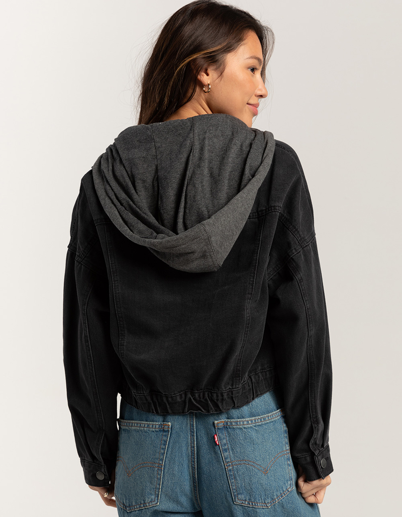 STOOSH Hooded Womens Denim Jacket - BLACK - XL | Tillys