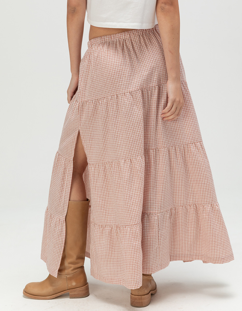 RHYTHM Lola Check Womens Tiered Maxi Skirt - DUSTY PINK | Tillys