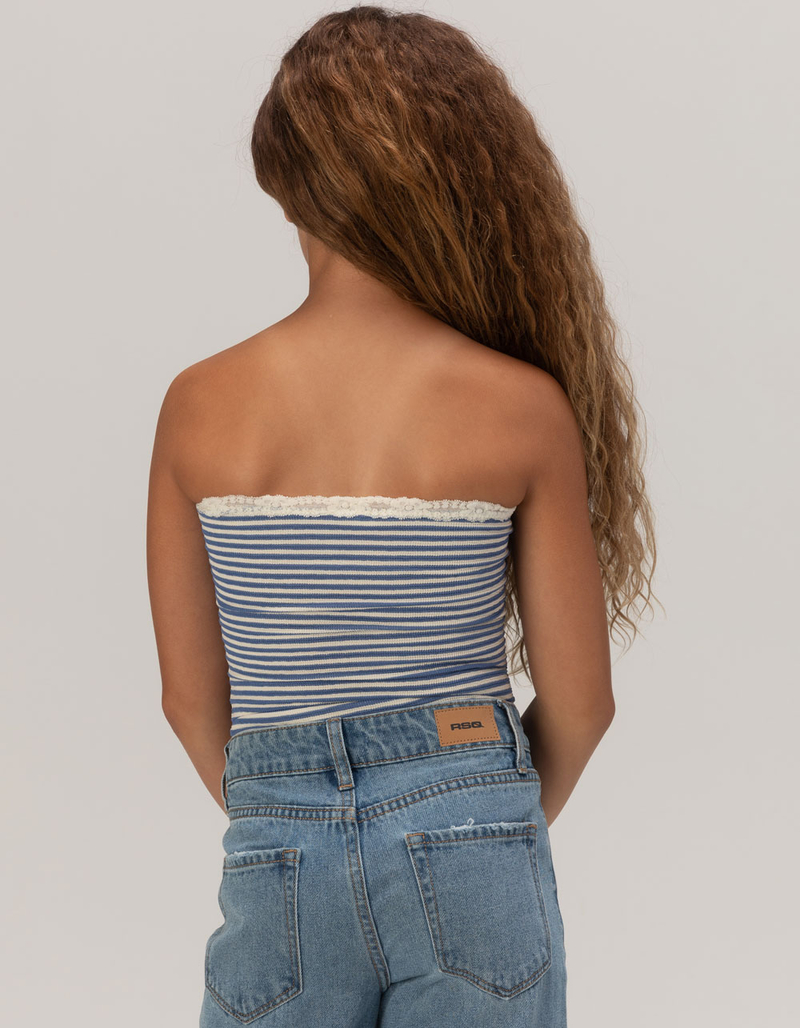 FULL TILT Stripe Lace Trim Girls Tube Top - BLUE COMBO | Tillys