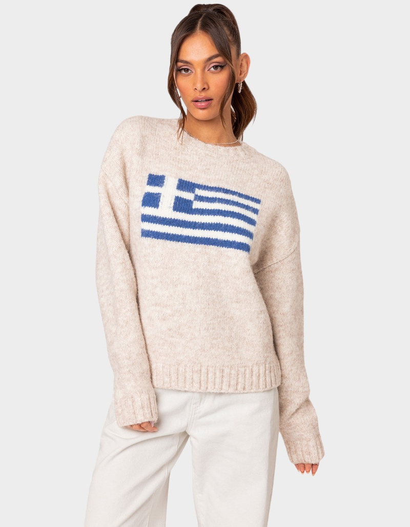 EDIKTED Greece Oversized Chunky Knit Sweater - LIGHT BROWN | Tillys
