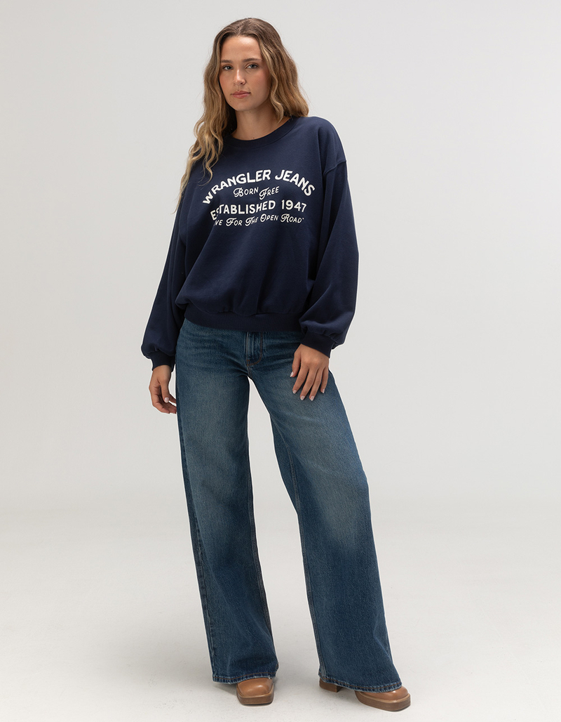 WRANGLER Established 1947 Womens Oversized Crewneck Sweatshirt - NAVY ...